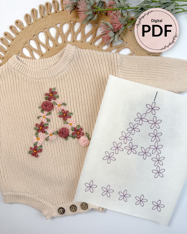 Floral Letter Embroidery Patterns (A-Z) & (0-9) (Digital Download ...